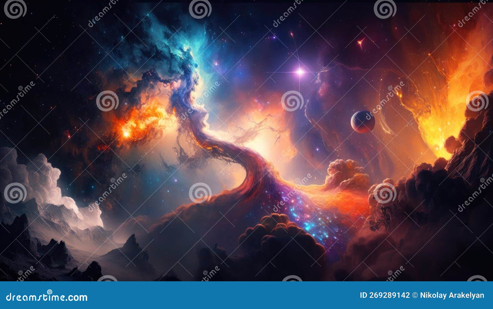 Exploring the Celestial Realms of a Fantasy Space Sky, Ai Generative ...