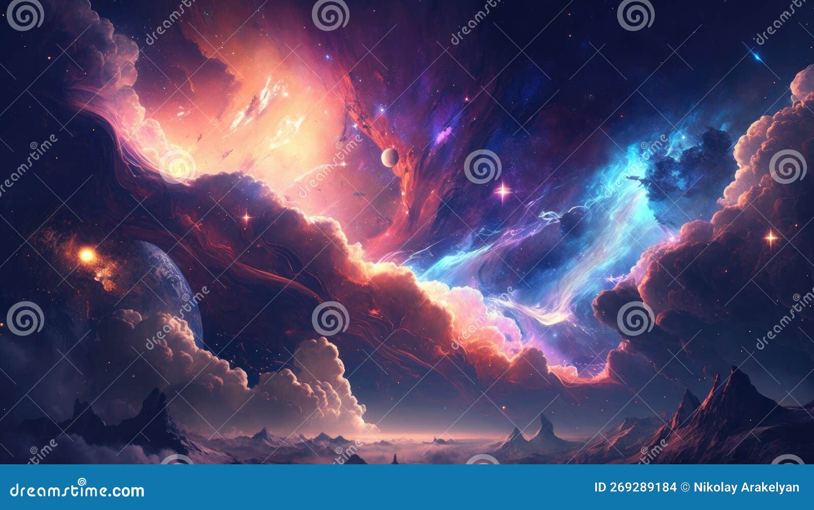 Exploring the Celestial Realms of a Fantasy Space Sky, Ai Generative ...