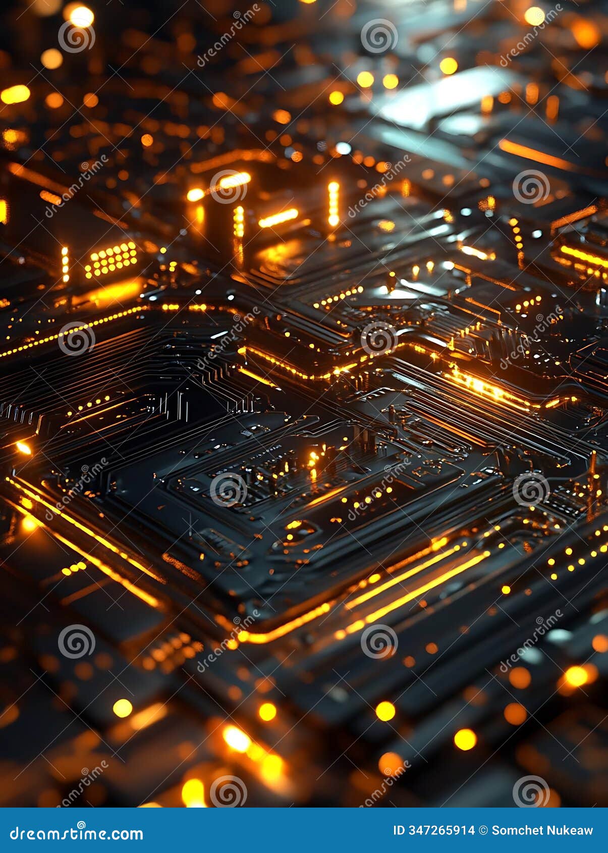 Exploring the Depths of Futuristic Circuit Board Designs with Glowing ...