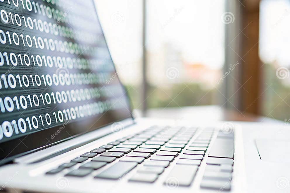 Exploring the Digital World: Horizontal Abstract Binary Code Representation Stock Illustration ...