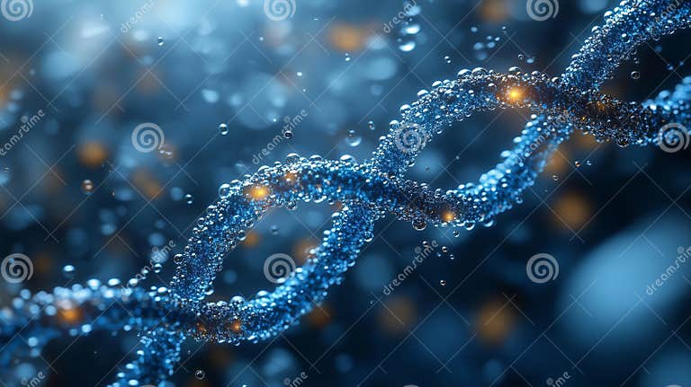 Exploring DNA Structure through Water Bubbles in Blue Light Stock Photo ...
