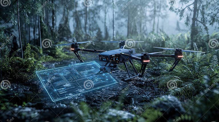 Exploring Drone Testing in Serene Forests Futuristic Digital Tech ...