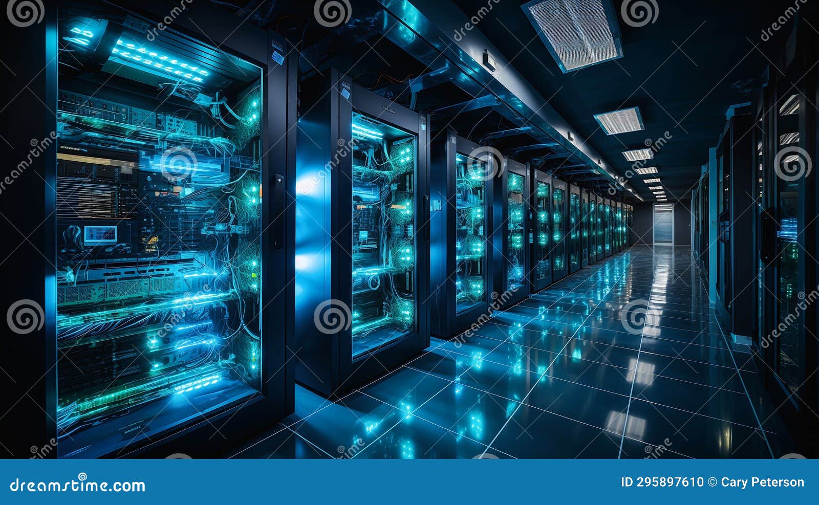 Exploring the Dynamic World of a High-Tech Server Room: a Closeu Stock ...