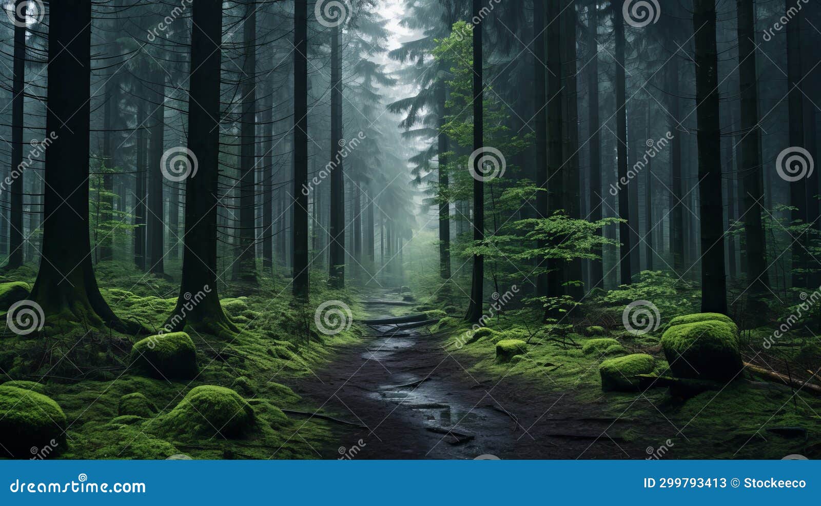 Exploring the Enchanting Depths of a Mystical Forest Stock Illustration ...