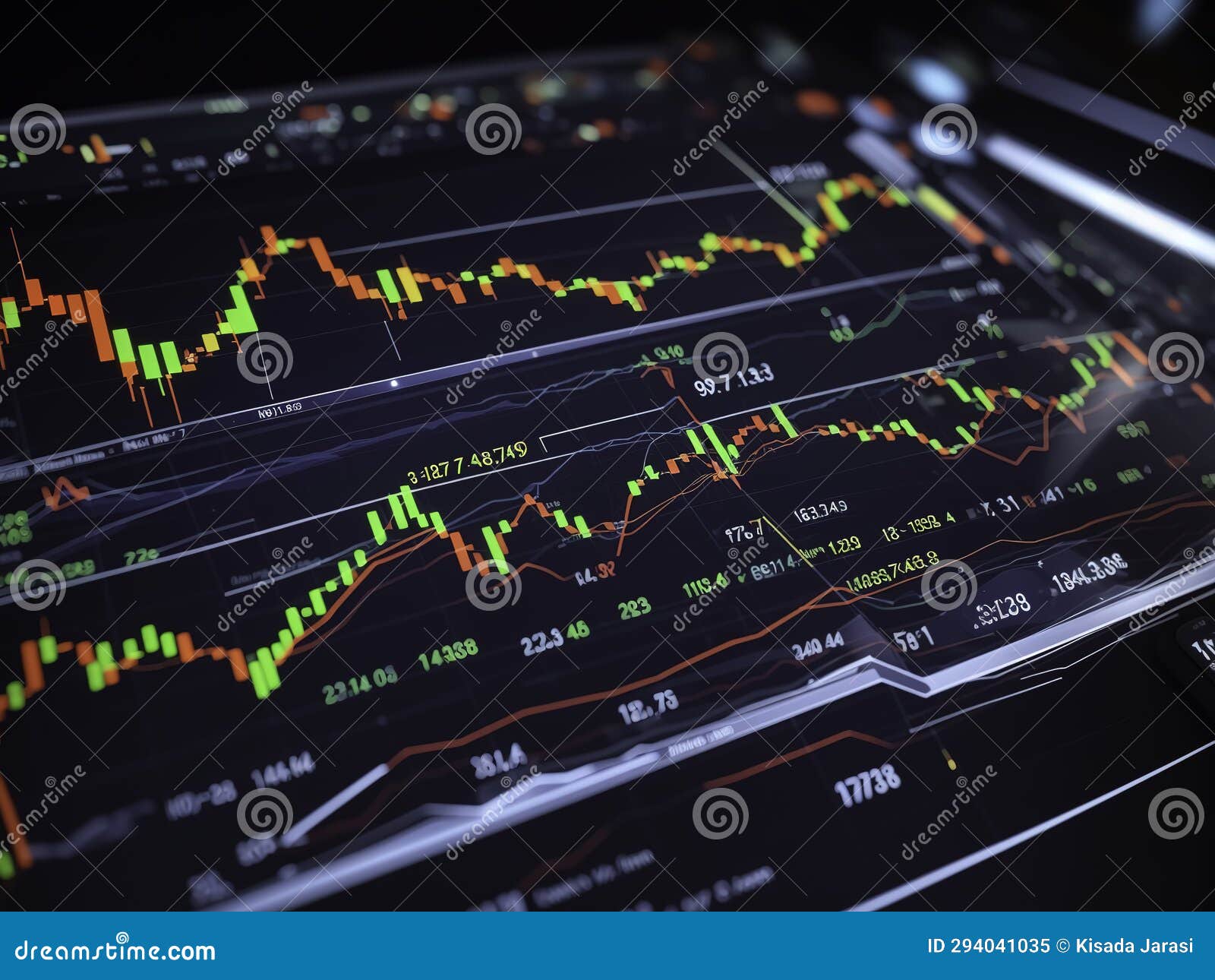 Trading Charts on a Display Stock Illustration - Illustration of ...