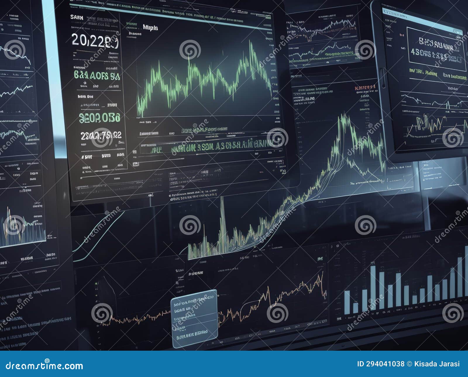 Trading Charts on a Display Stock Illustration - Illustration of ...