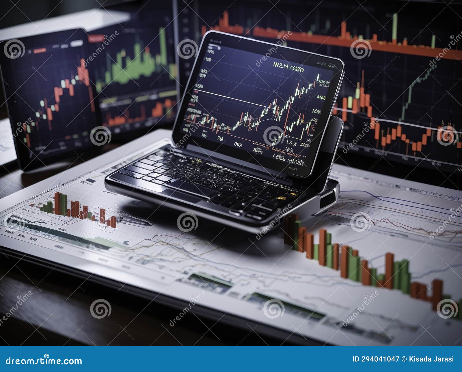 Trading Charts on a Display Stock Illustration - Illustration of ...