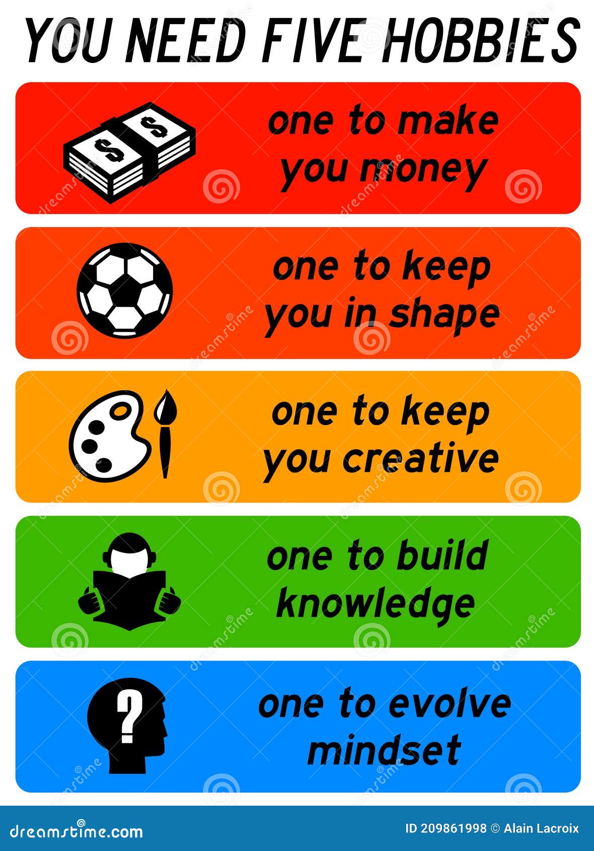 Hobbies stock illustration. Illustration of performance - 209861998