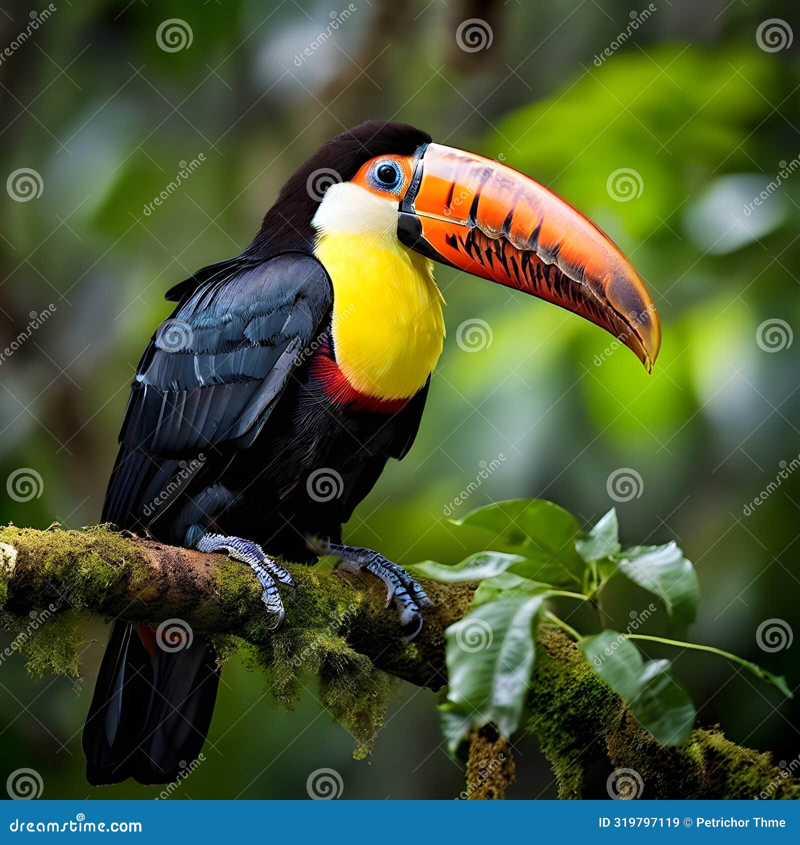Exploring the Forest Home of the Keel-Billed Toucan Stock Illustration ...