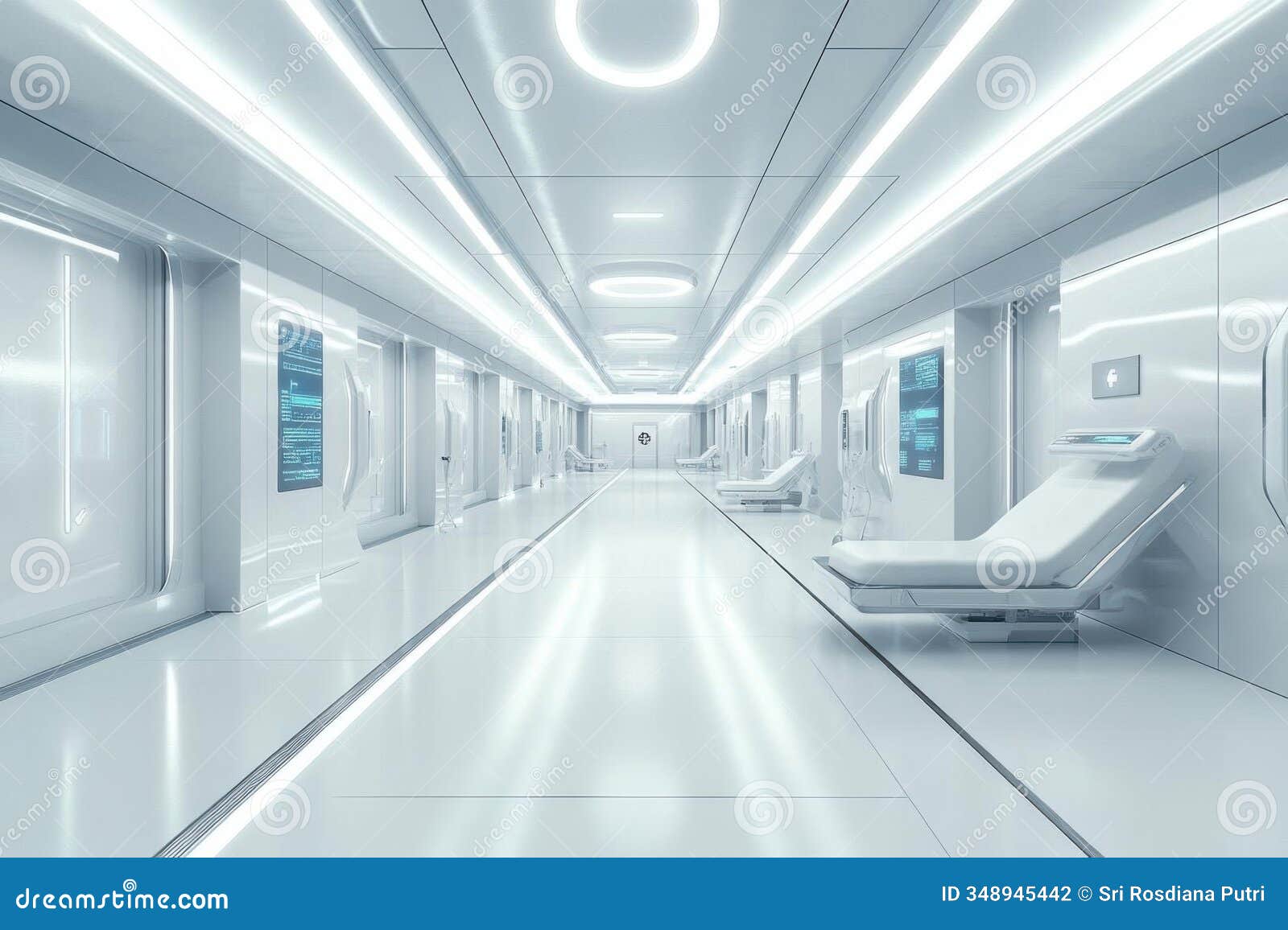 Exploring Futuristic Hospital Corridor Design, Clean, Bright, and ...