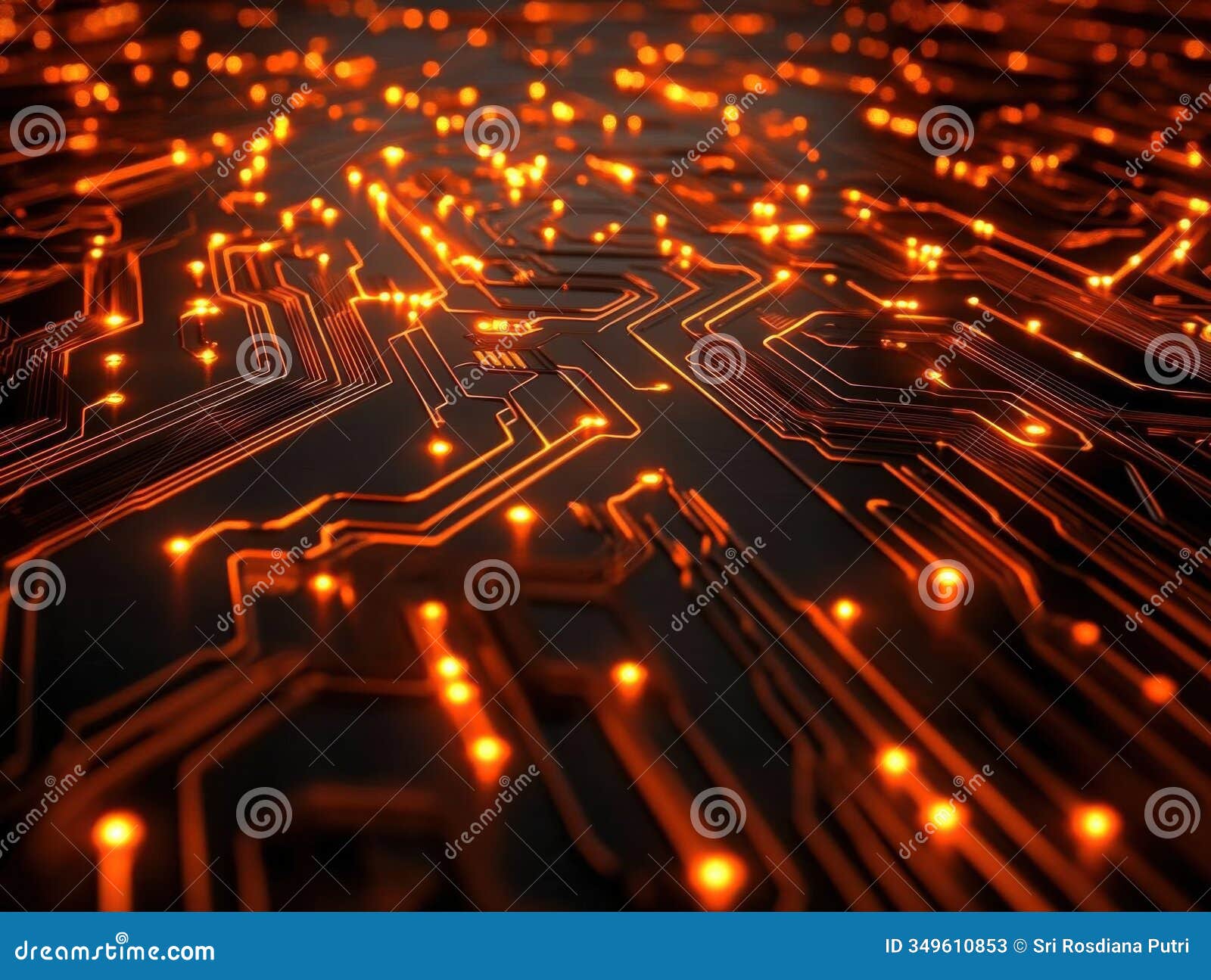 Exploring Glowing Circuit Board Paths, a Microscopic View Stock ...