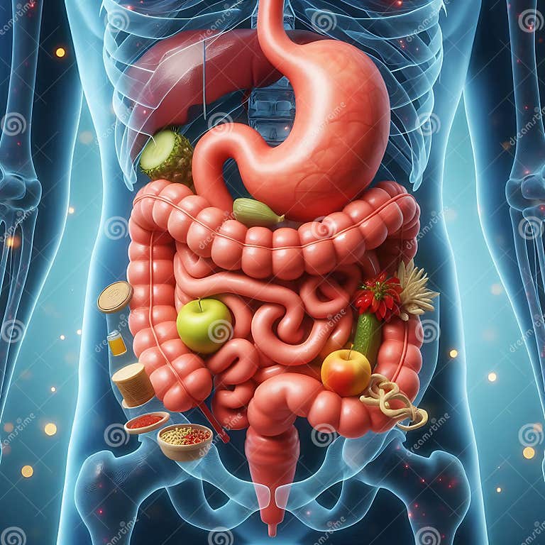Exploring the Human Digestive System 3D Render of Question Mark-Shaped ...