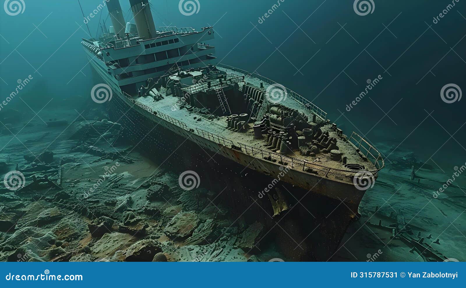 3D Rendering Of Sunken Titanic Shipwreck On Ocean Floor Showcases ...