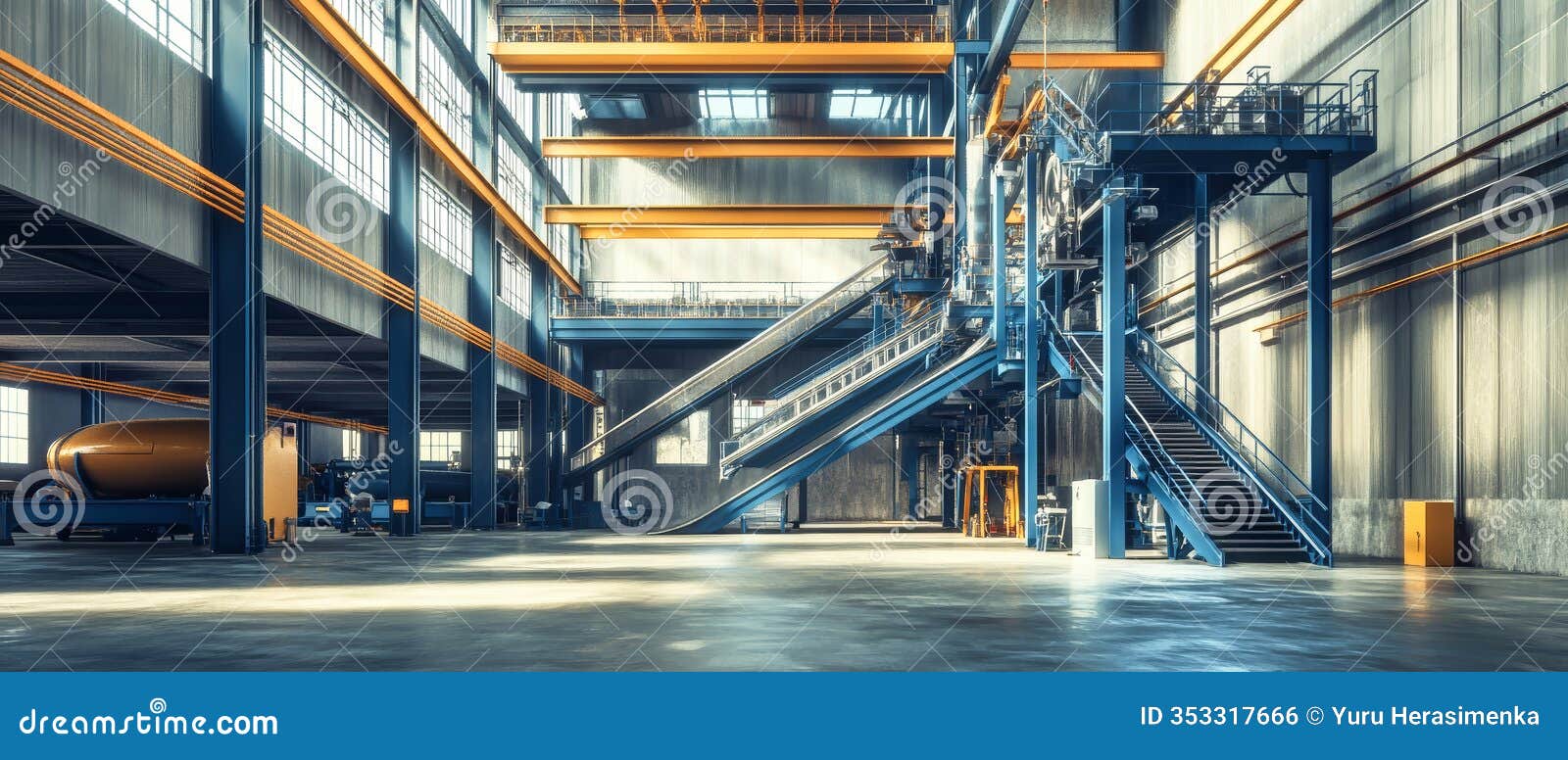Exploring the Industrial Interior Featuring Blue Metal Structures and ...