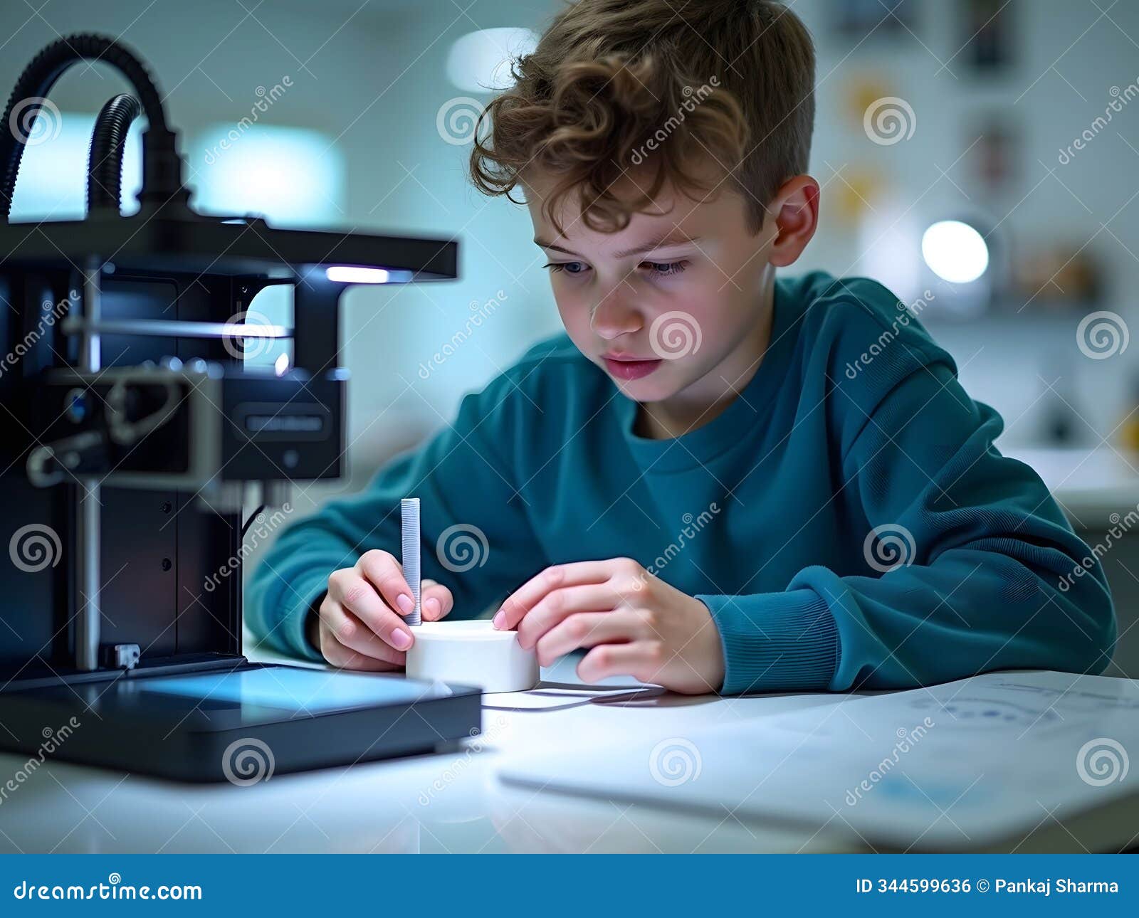 Exploring Innovation: Young Designer Engineer Working with 3D Printer ...