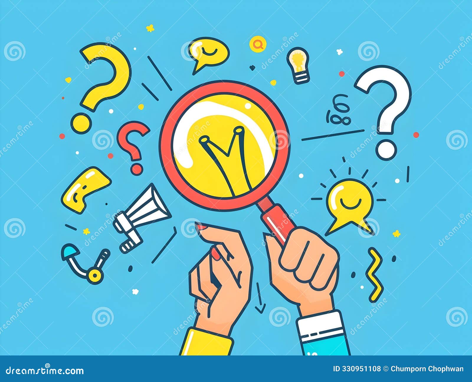 Exploring Innovative Solutions with Magnifying Glass and Bright Ideas ...