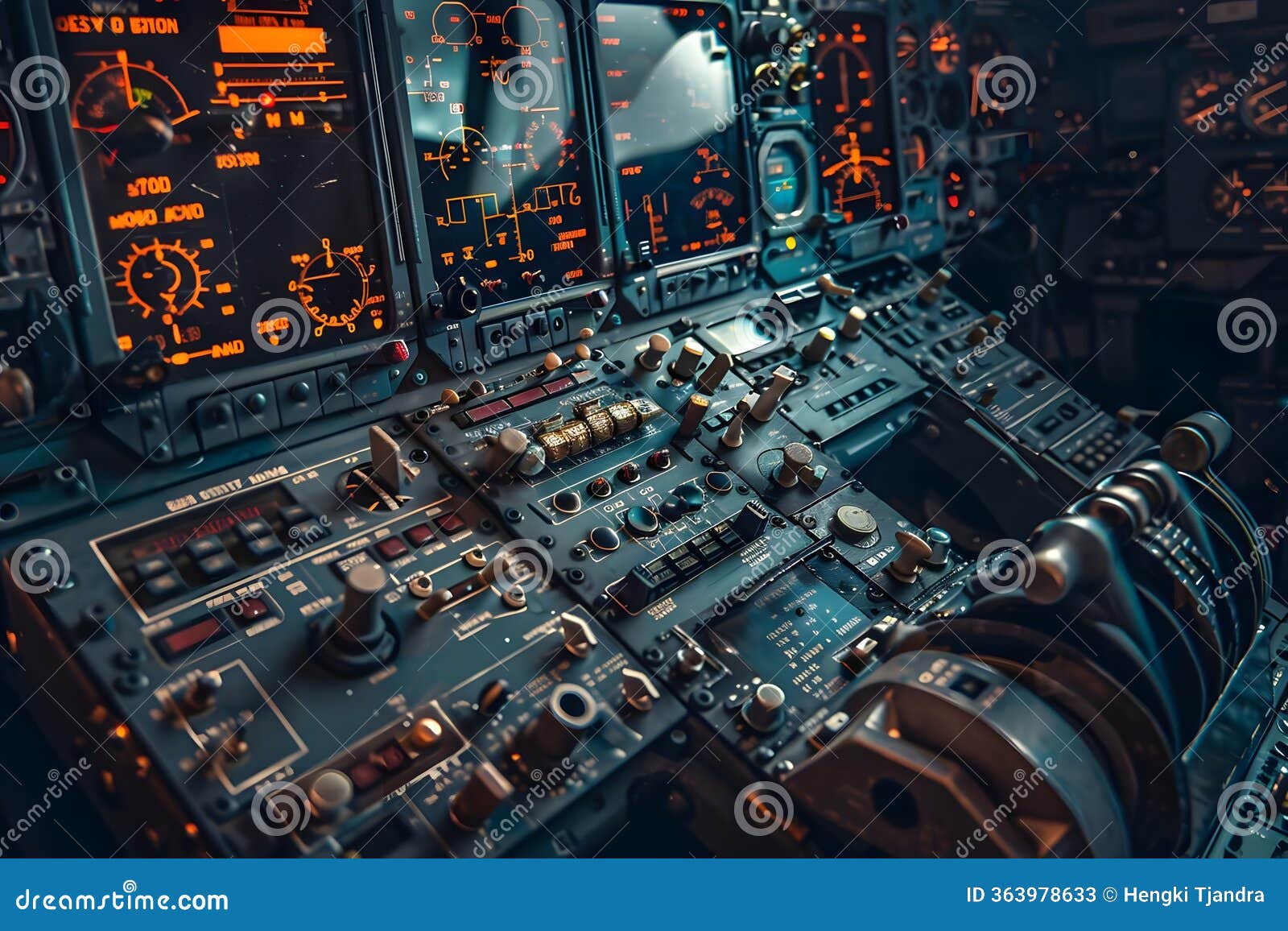 Cockpit Controls During Airplane Takeoff. Stock Illustration ...