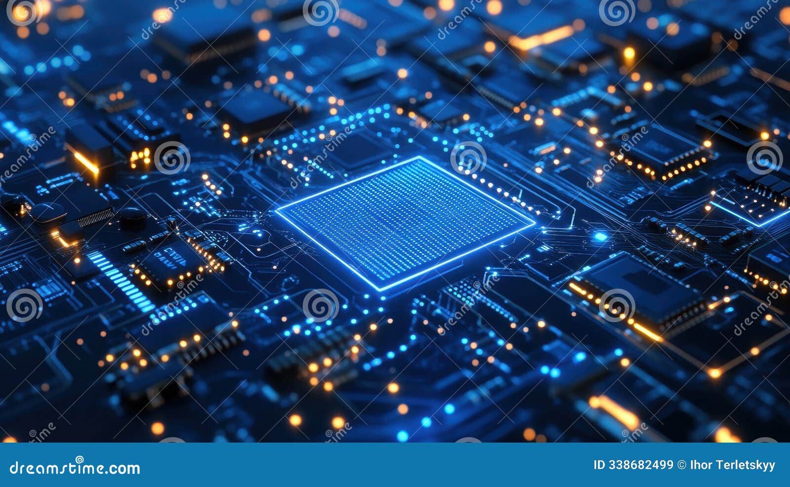 Exploring the Intricate Design of a Computer Chip Showcasing Artificial ...