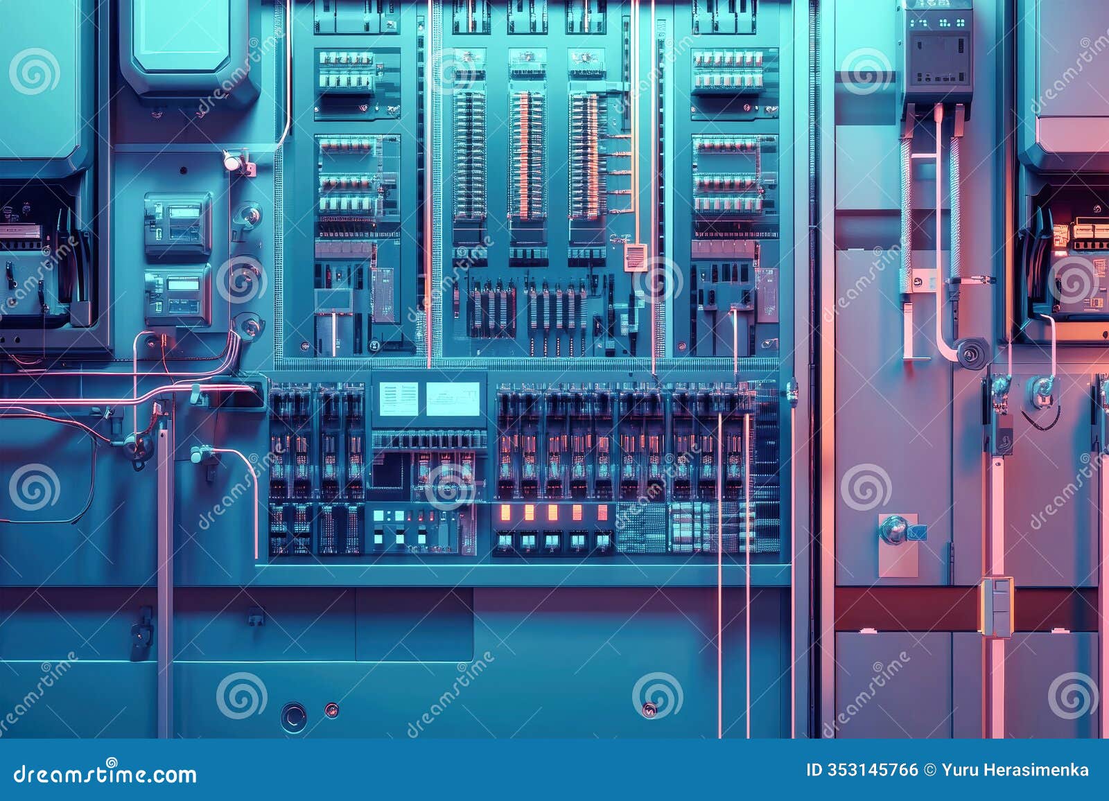 Exploring the Intricate Design of a Modern Electrical Panel Filled with ...