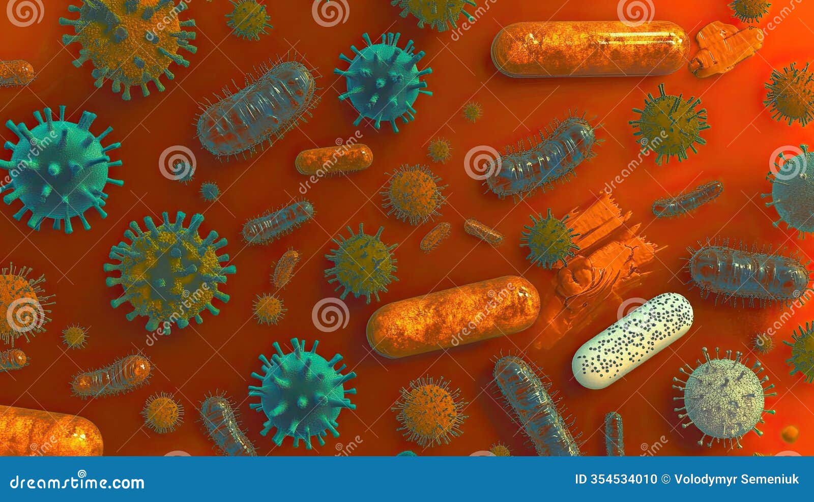 Exploring the Intricate World of Viruses and Bacteria Under Vibrant ...