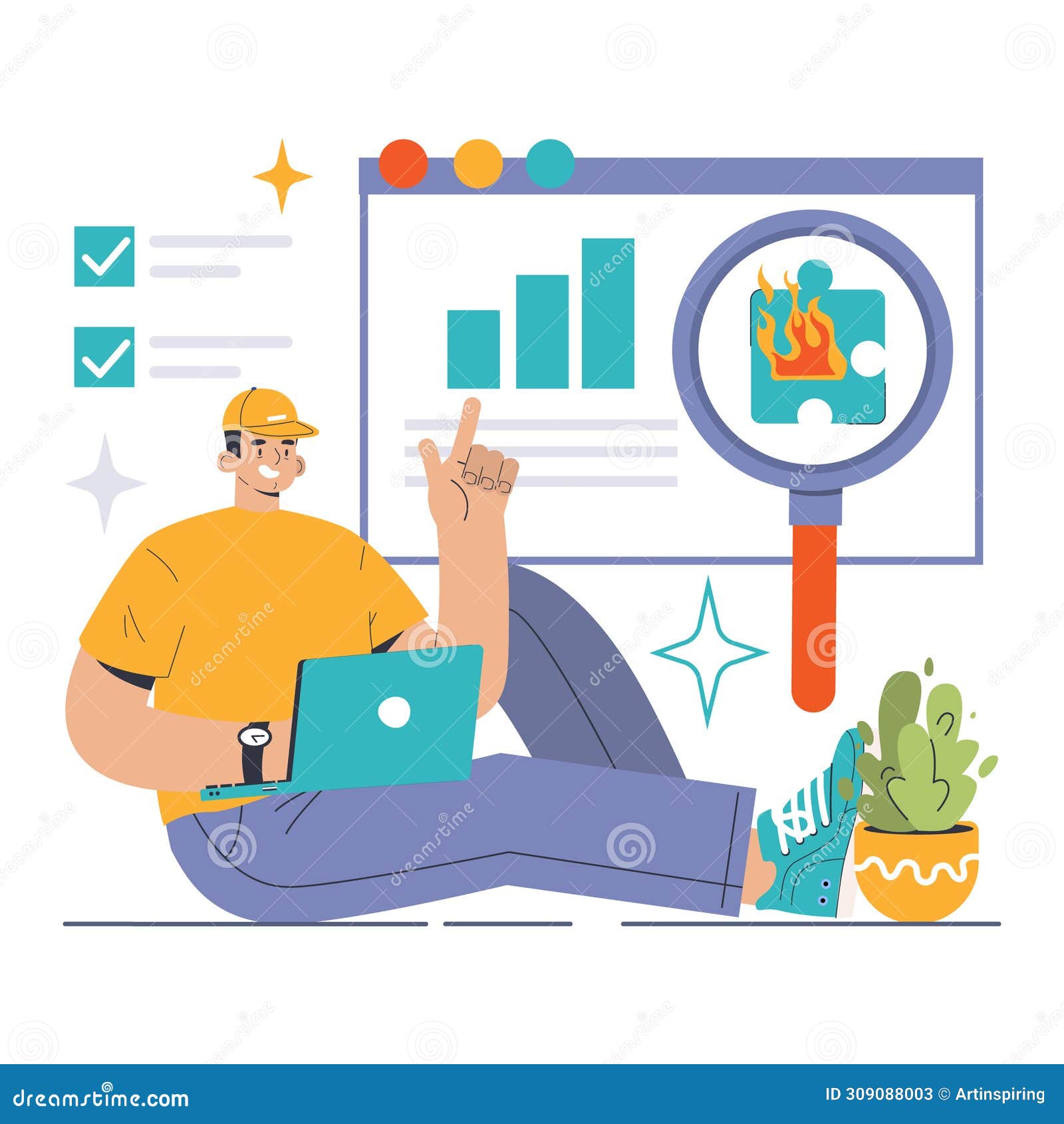 Exploring the Market Gap. Flat Vector Illustration Stock Vector ...