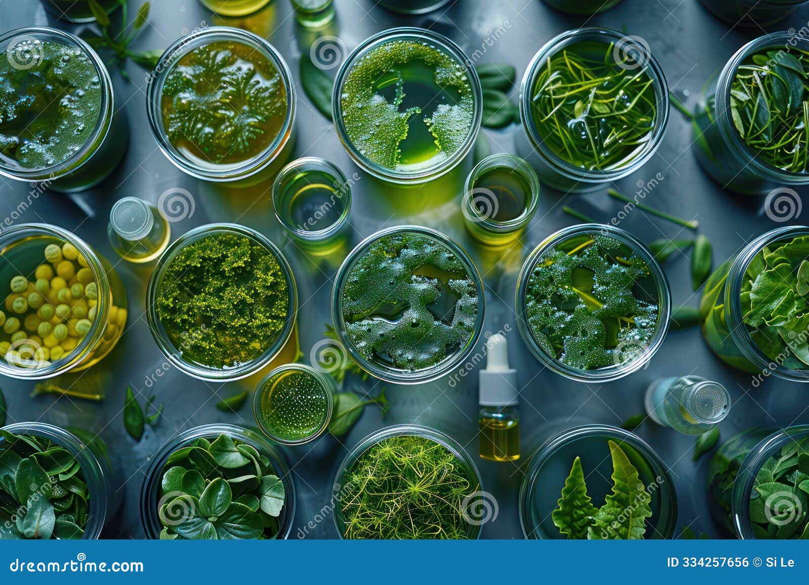 Exploring Biofuel Production: Top View Of Algae And Microalgae Macro ...