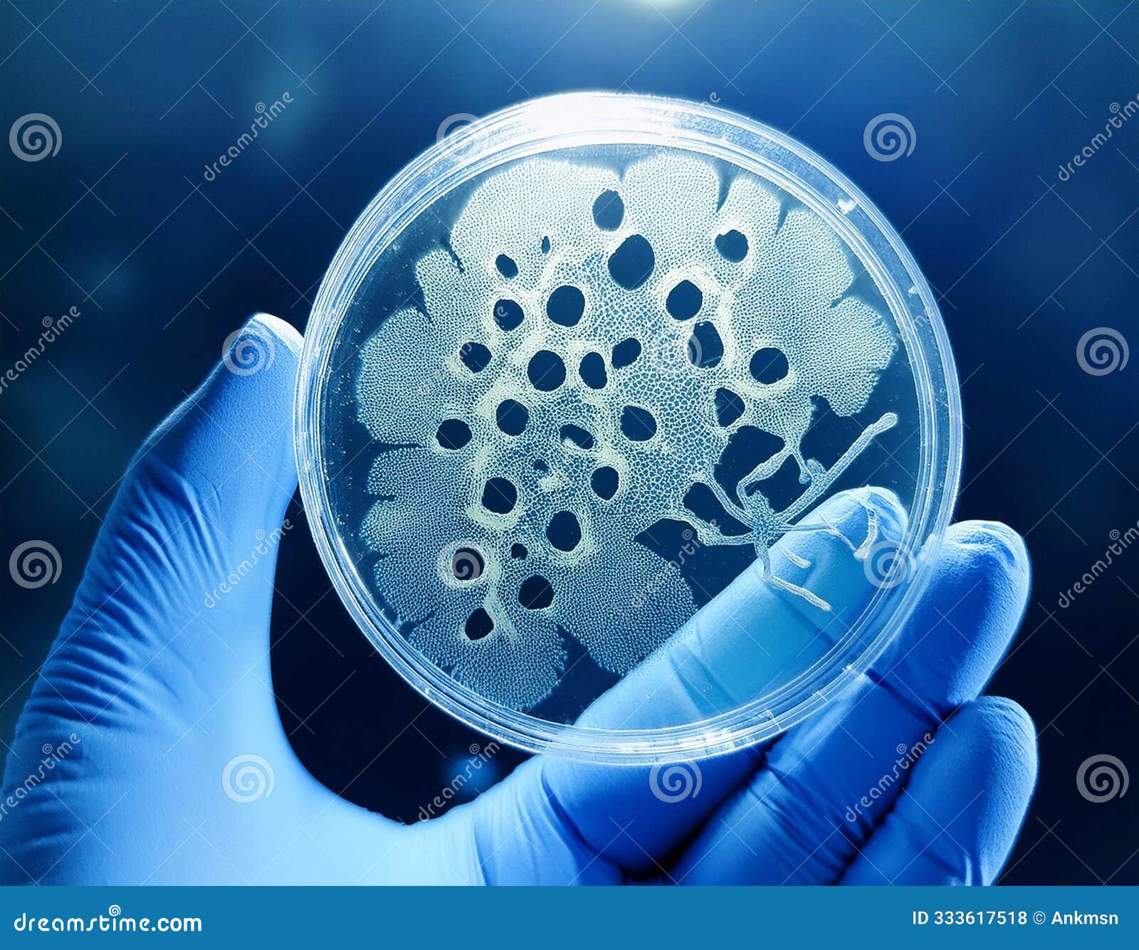 Exploring Microbial Structures With A Gloved Hand Under Bright ...
