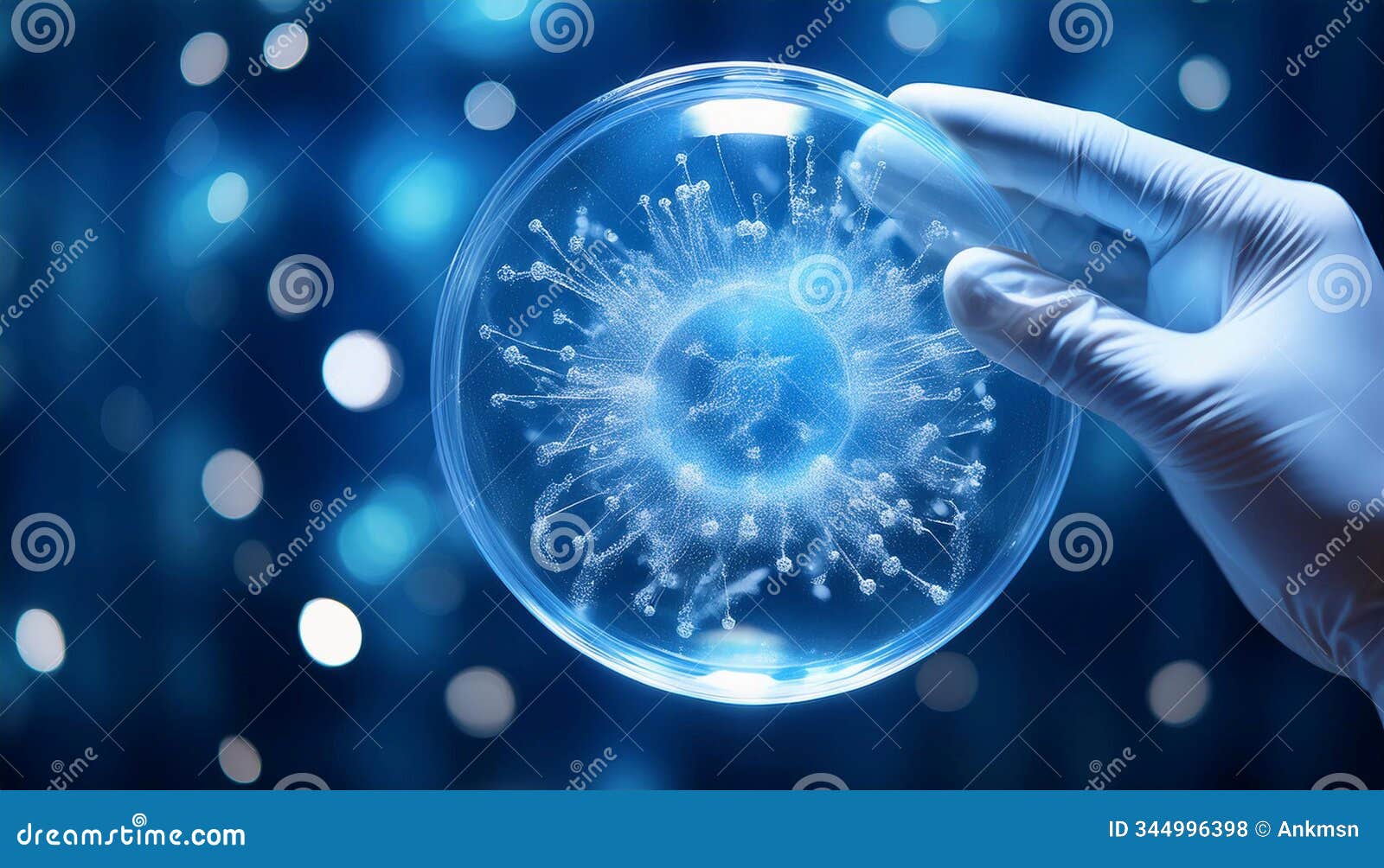 Exploring Microbial Structures With A Gloved Hand Under Bright ...