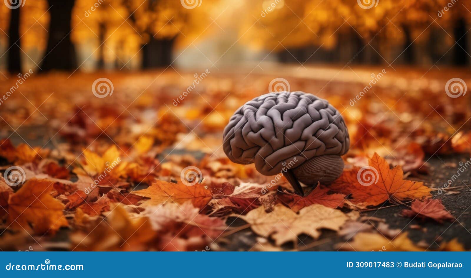 Exploring the Mind S Pathway - a Journey through Autumn S Leaves Stock ...