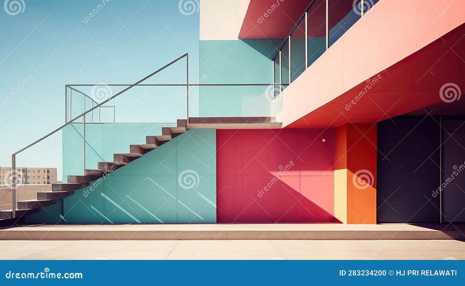 Exploring Modern Architecture In Vibrant Hues. Generative Ai Stock ... Exploring Modern Architecture In Vibrant Hues. Generative Ai Stock ...