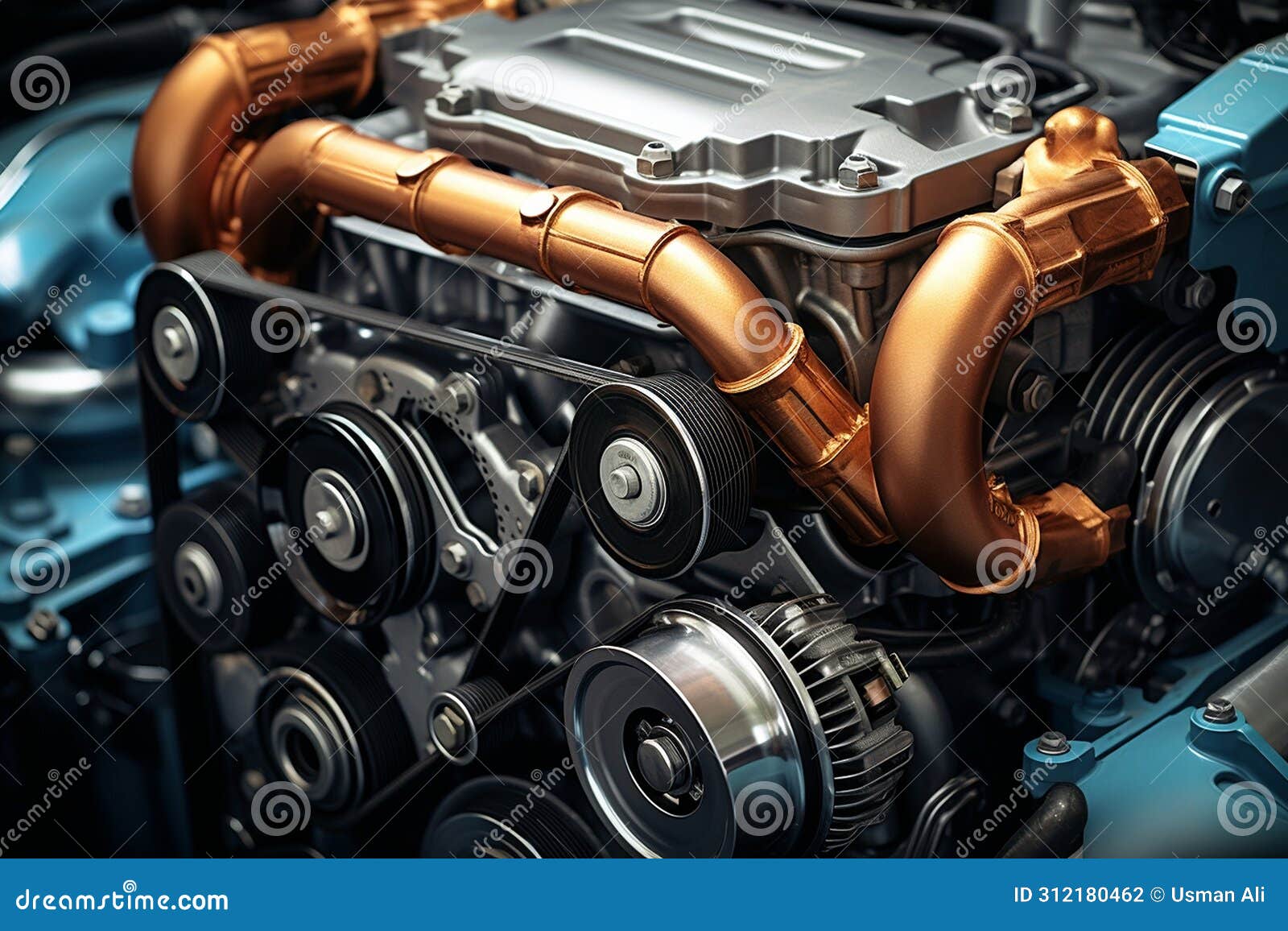 Exploring a Modern Car Engine Up Close. Generative by Ai Stock ...