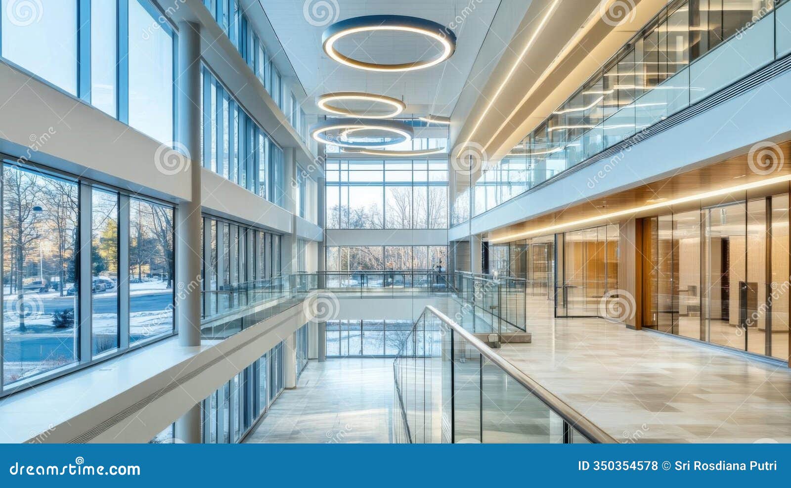 Exploring Modern Glass Atrium, Architecture Design with Circular ...