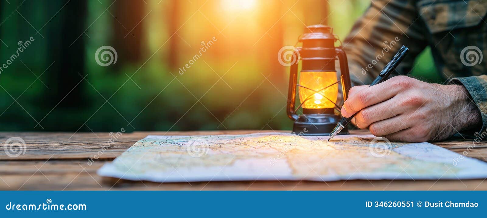 Exploring Nature with Map and Lantern, Marking Coordinates for ...