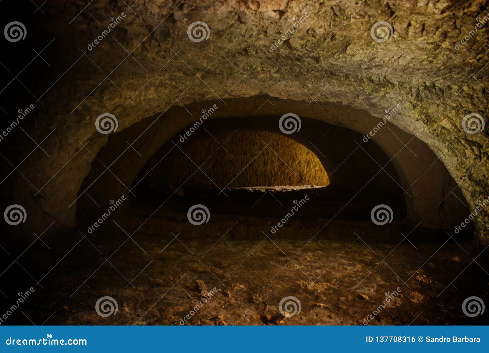 Exploring old catacombs stock photo. Image of fear, exploration - 137708316