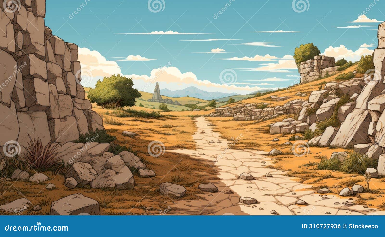 Paleolithic Comic Style Wall Art Along Spain Pathway Exploration ...