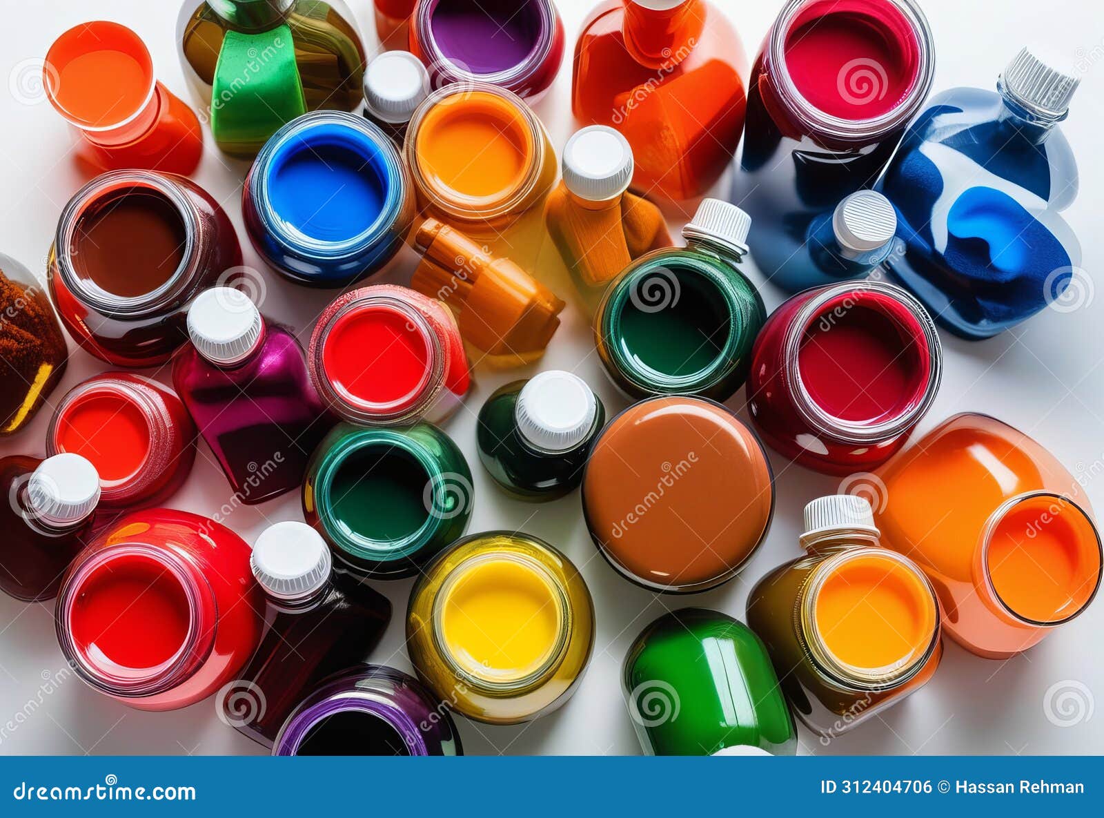 Exploring the Palette of Food Coloring Bottles on a Clean Canvas Stock ...