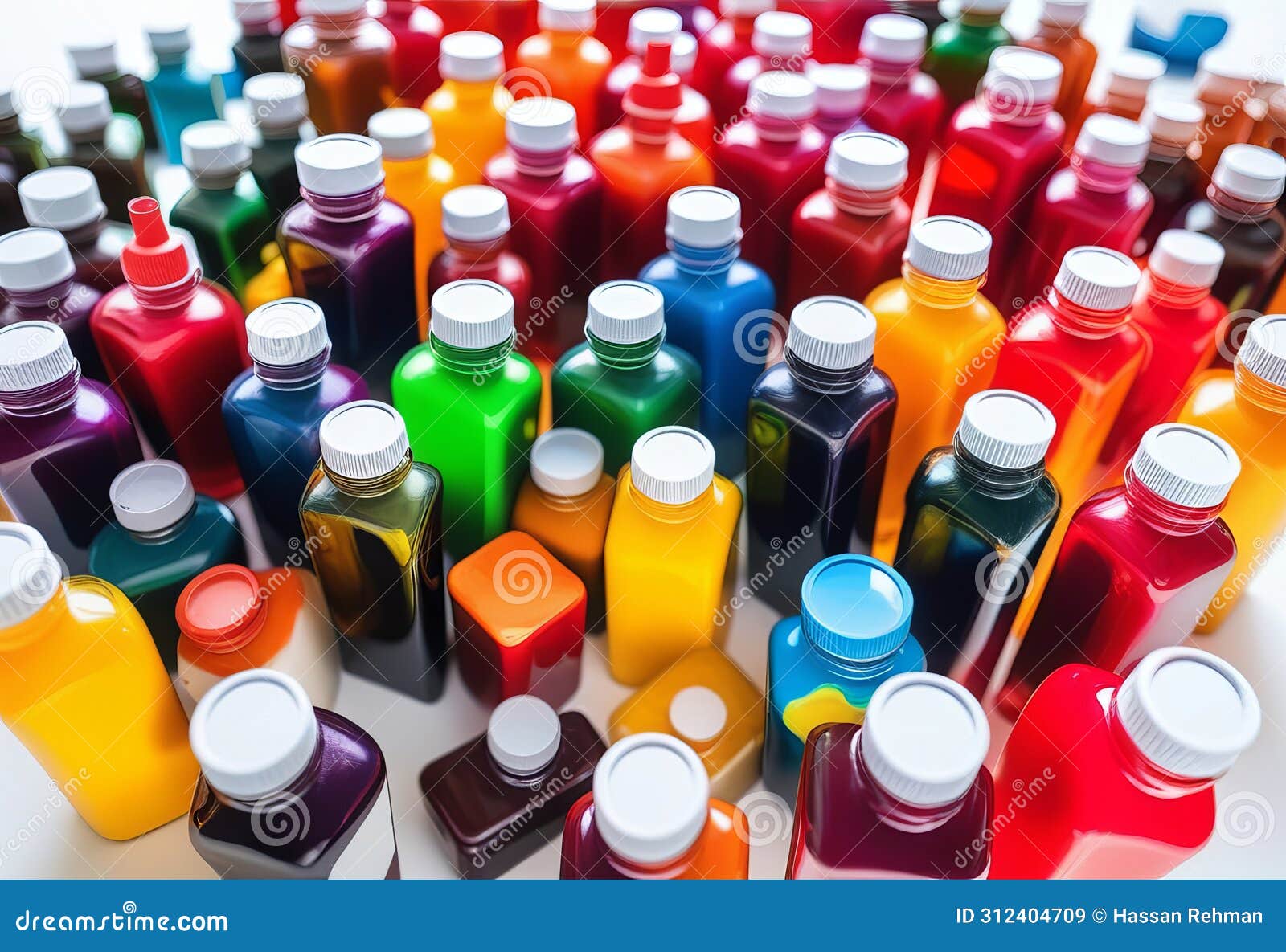 Exploring the Palette of Food Coloring Bottles on a Clean Canvas Stock ...