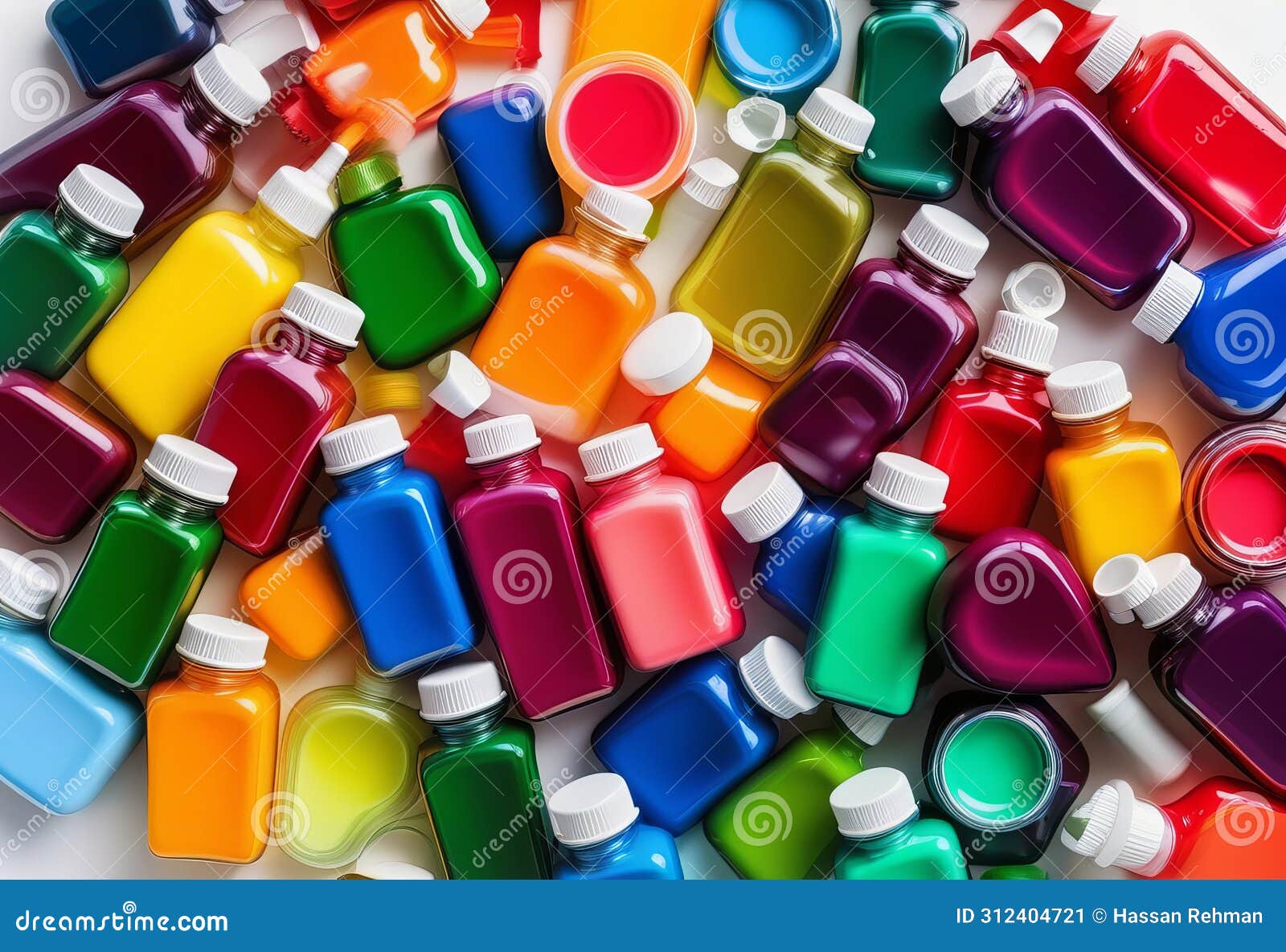 Exploring the Palette of Food Coloring Bottles on a Clean Canvas Stock ...