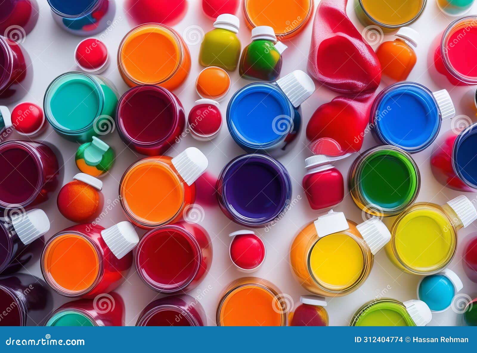 Exploring the Palette of Food Coloring Bottles on a Clean Canvas Stock ...