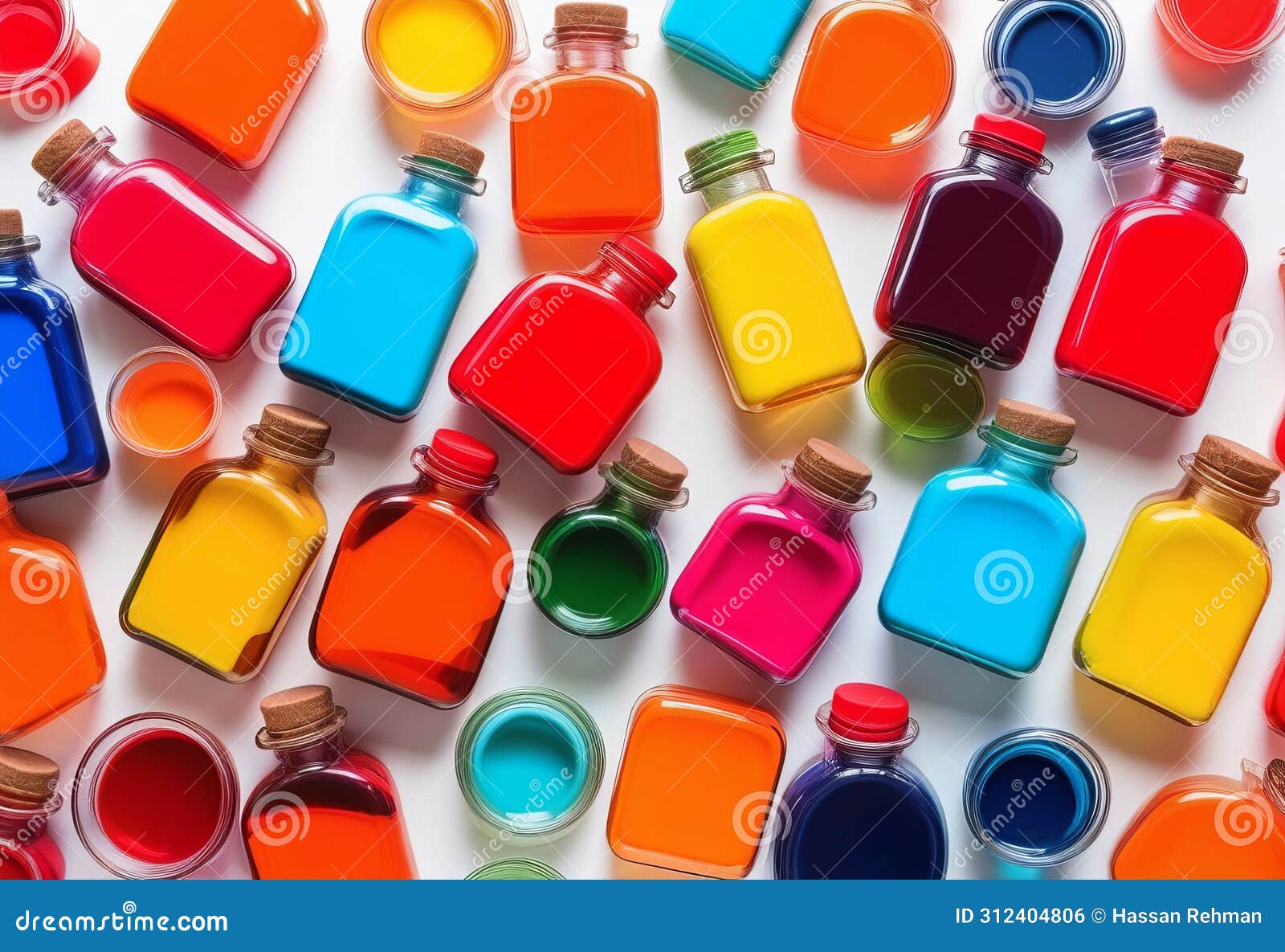Exploring the Palette of Food Coloring Bottles on a Clean Canvas Stock ...