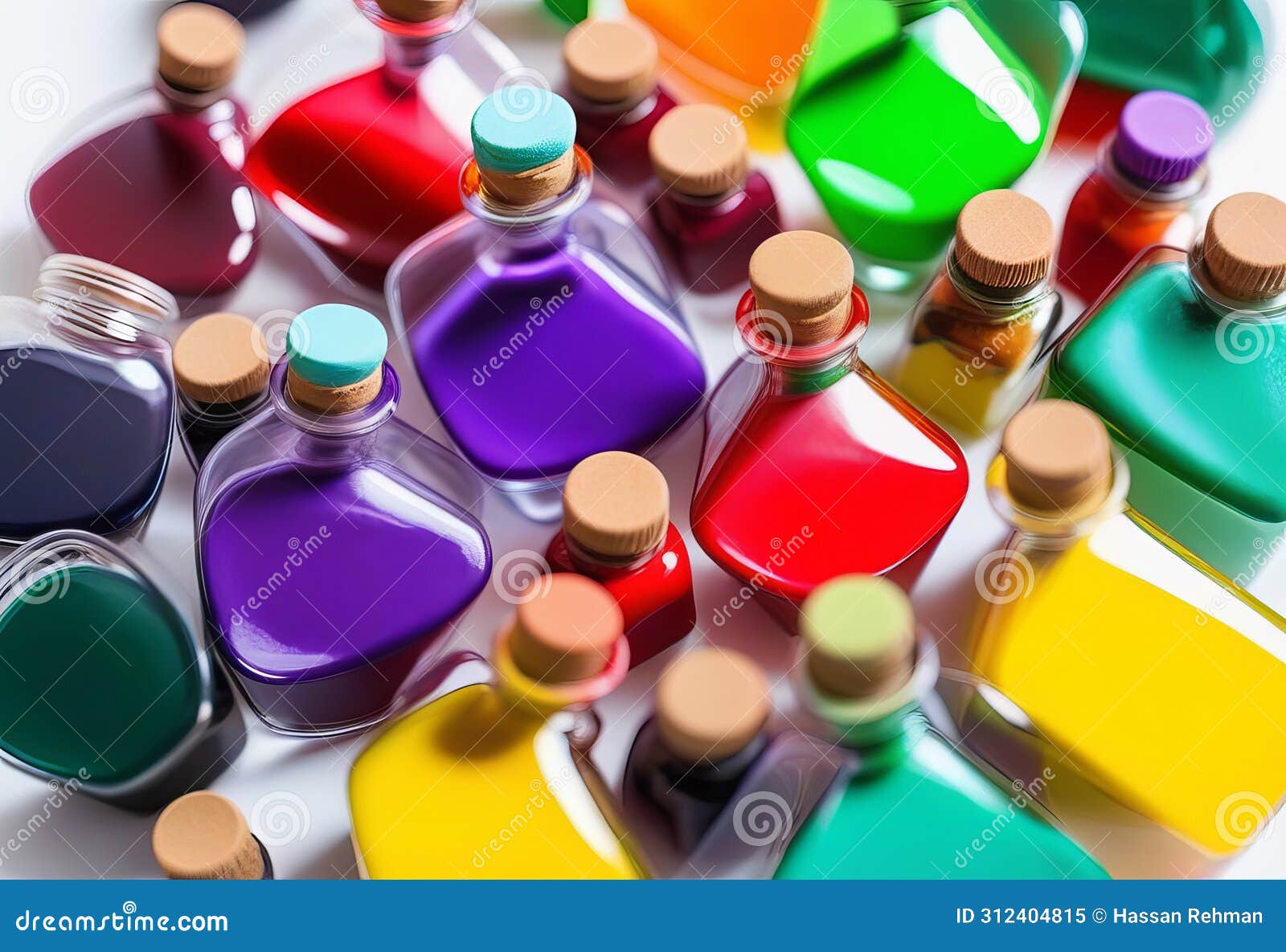Exploring the Palette of Food Coloring Bottles on a Clean Canvas Stock ...