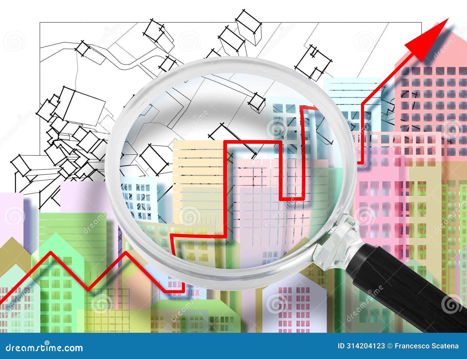 Exploring Real Estate Market Dynamics - Concept with Cityscape, Rising ...