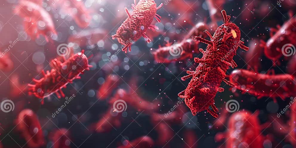 Exploring Red Bacteria in a Detailed D Rendering with Space for Text ...