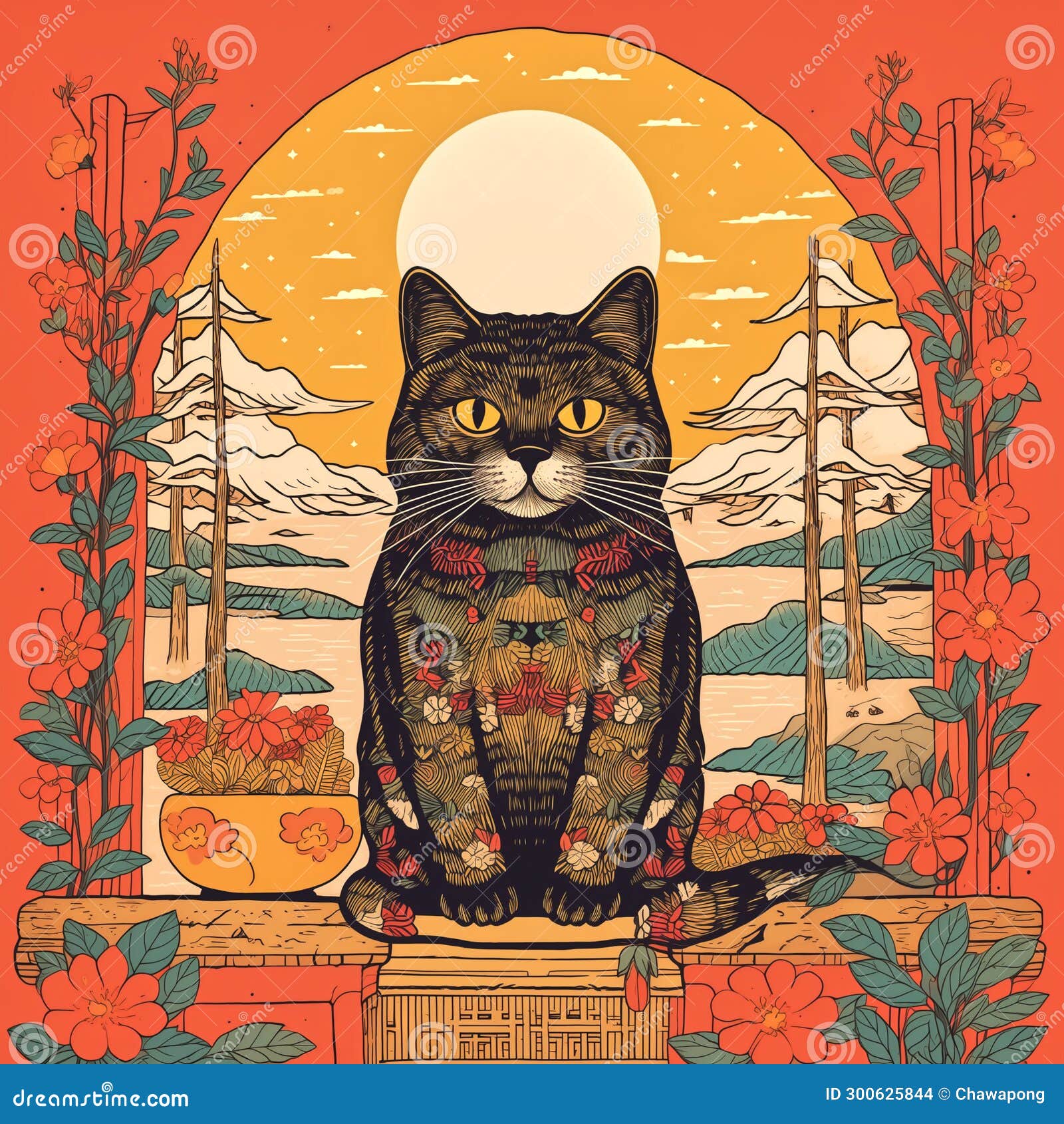 Exploring Risograph Aesthetics in Cat Form Stock Illustration ... Exploring Risograph Aesthetics in Cat Form Stock Illustration ...