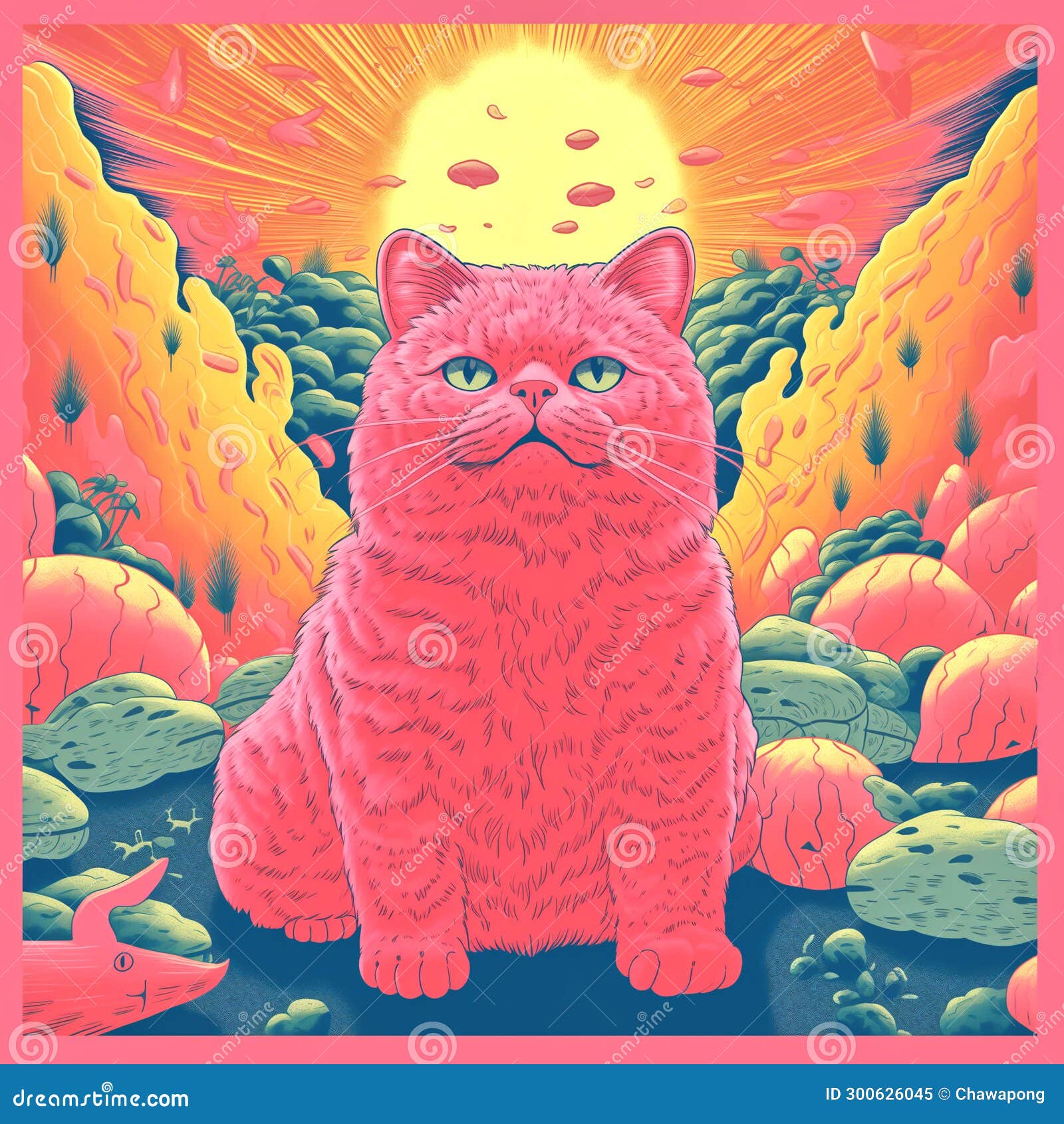 Exploring Risograph Aesthetics in Cat Form Stock Illustration ... Exploring Risograph Aesthetics in Cat Form Stock Illustration ...