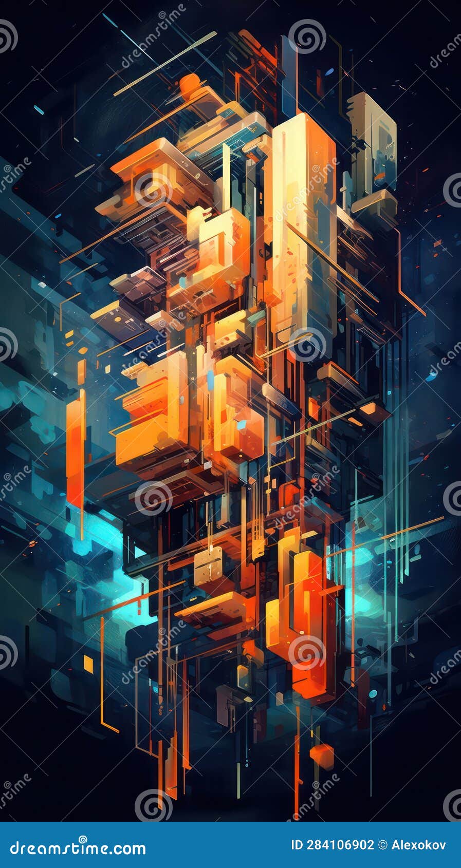 Exploring Space and Dimension with Abstract Floating Shapes. Stock ...