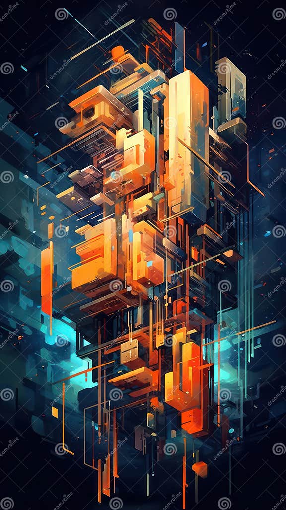 Exploring Space and Dimension with Abstract Floating Shapes. Stock ...