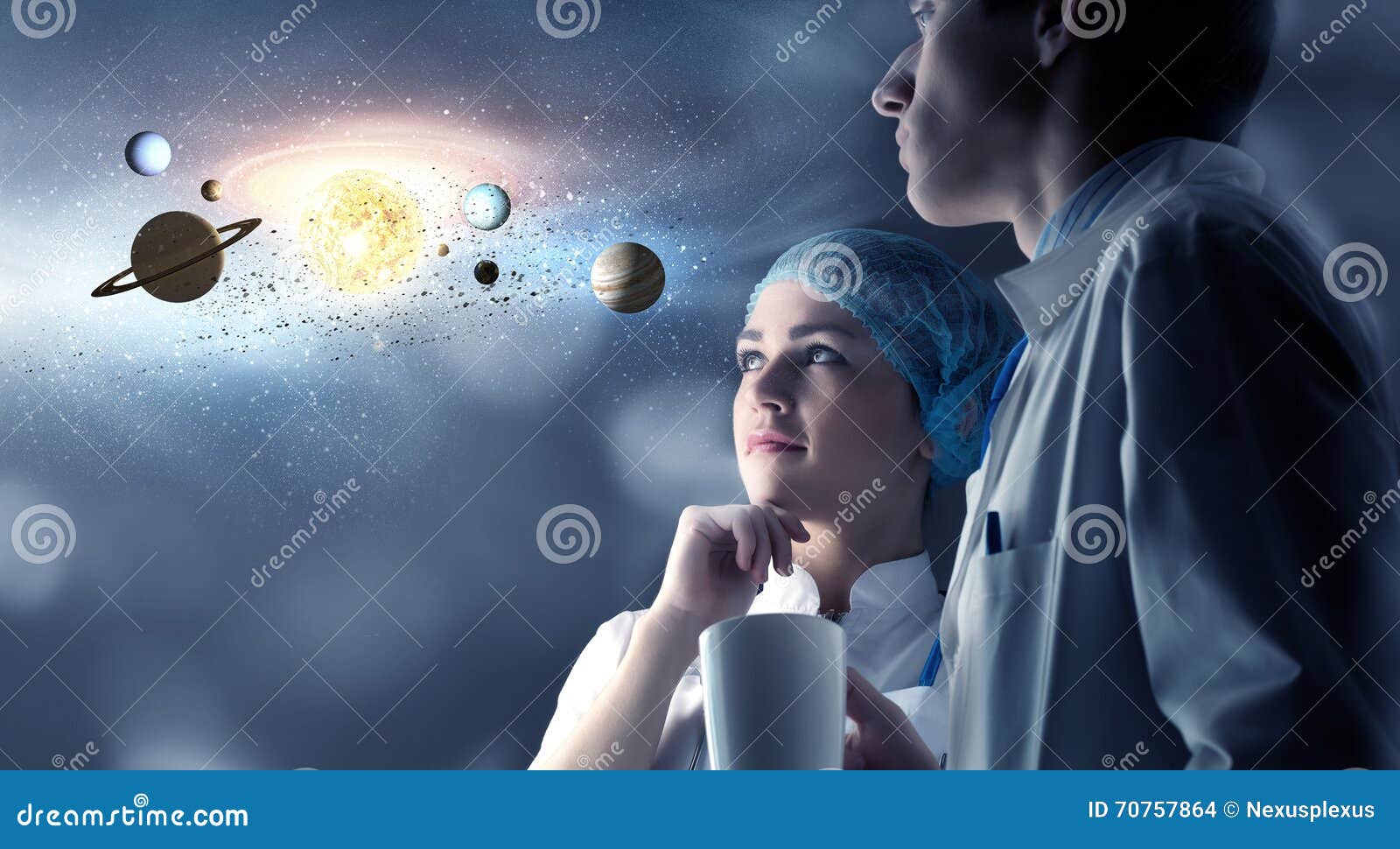 Exploring space planets stock photo. Image of touch, science - 70757864