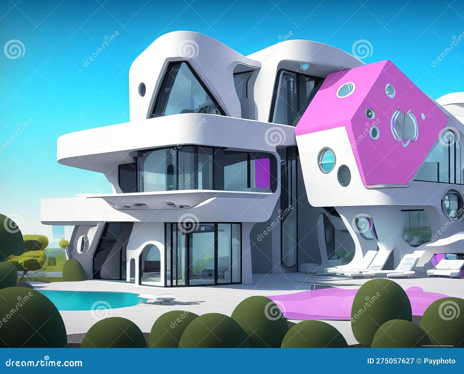 Exploring a Surreal Futuristic Villa S Playful Geometry. Stock ...