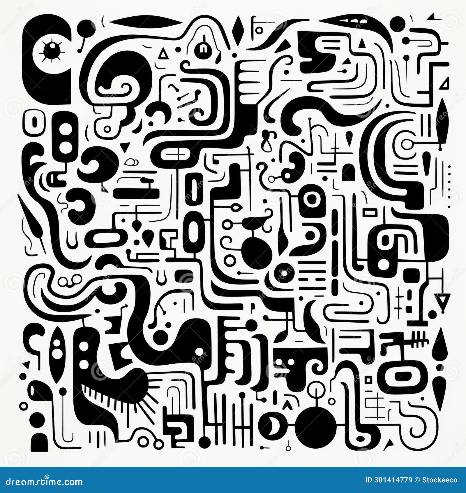 Exploring Texture and Circuitry: Vector Doodle in Black and White Stock ...